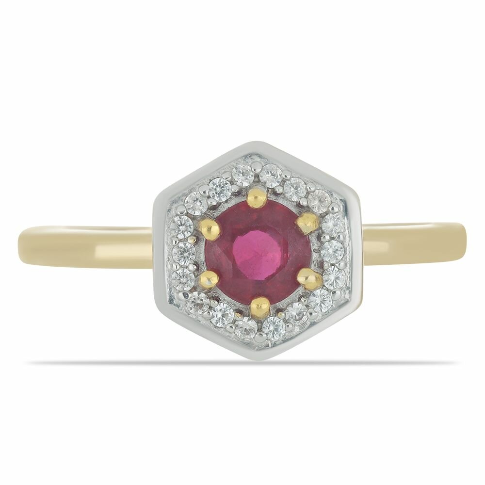 Кольцо, серебро, 925 проба, циркон, рубин