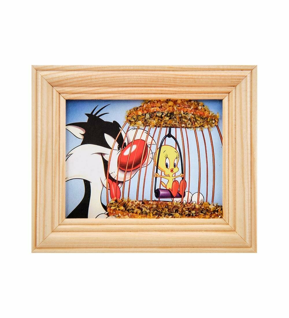 Картина из янтаря 'Дисней" (с янтарной крошкой) деревянная рамка 7х9 A2181882 Народные промыслы