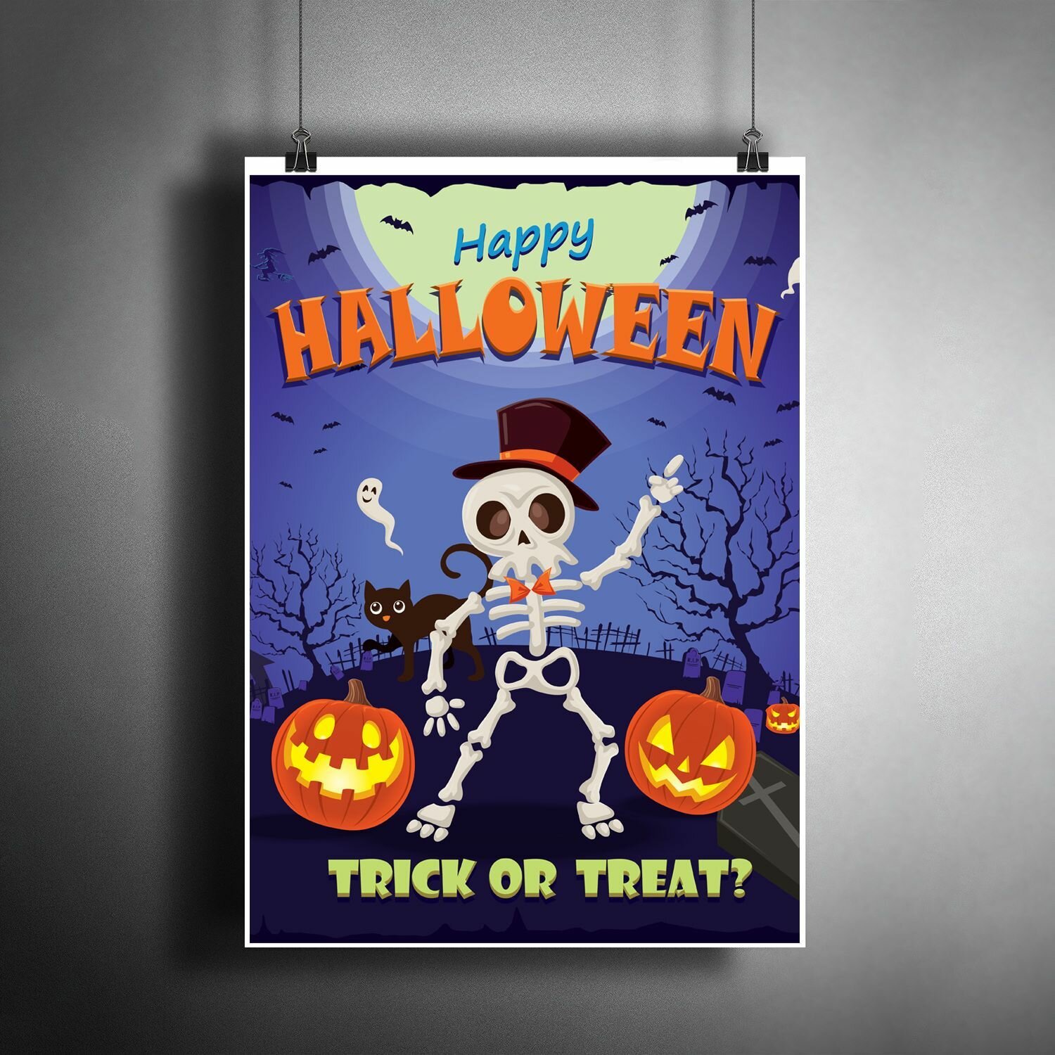 Постер плакат для вечеринки Хэллоуин Halloween A3 (297 x 420 мм)