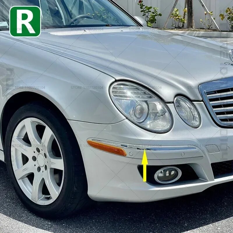 Для 2007-2009 W211 Mercedes Benz E320 E350 E550, E63 AMG Молдинг переднего бампера Хромированная полоса Накладка 2118852321 2118852421 Right 2118852421