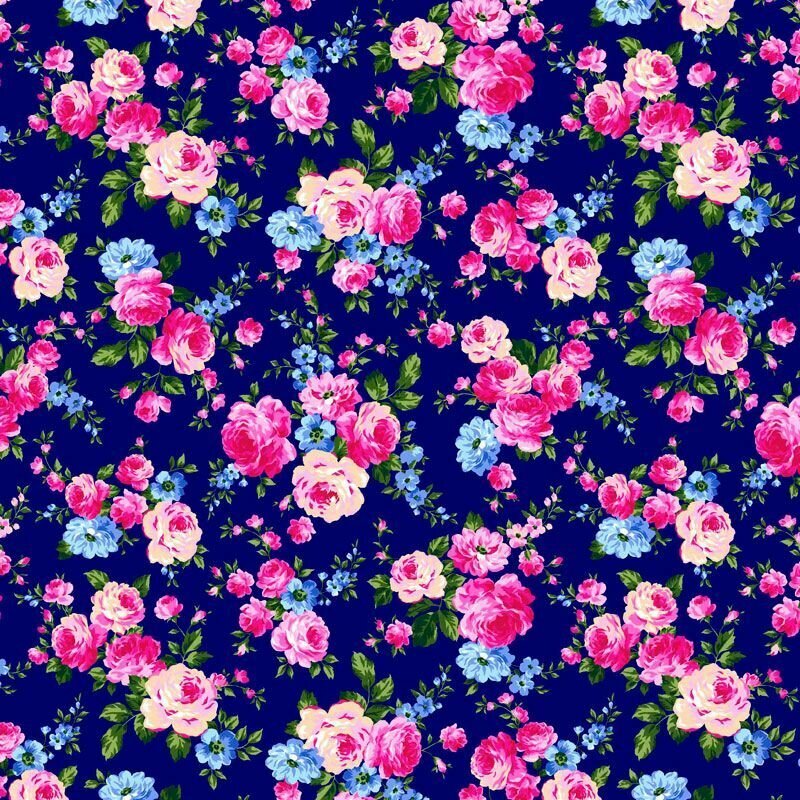 Ткань для шитья хлопок, Бязь, Отрез - 0,6 х 1,5 м Букет