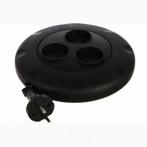 Удлинитель 3 гнезда 3 метра 10А/2,2кВт, б/з, круглый, черный (SBE-10-3-03-B)