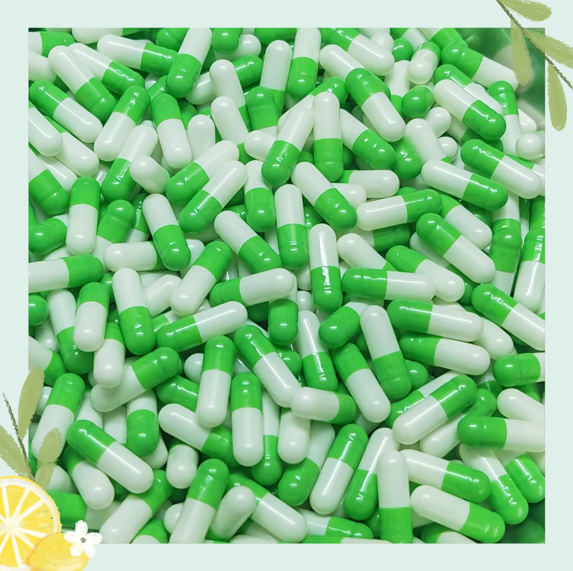 SUNNYPK Желатиновые Пустые Капсулы Размер 4 1000 шт Зеленый, Joined Capsule, Apple Green White