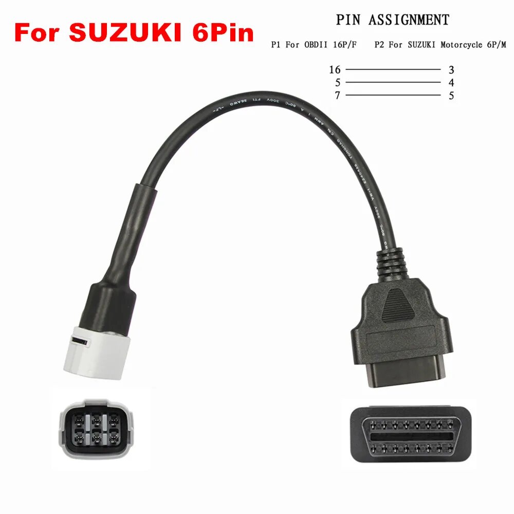 Диагностический Соединительный Кабель OBD2 Для Мотоцикла - 3/4/6-контактный Адаптер For SUZUKI 6PIN