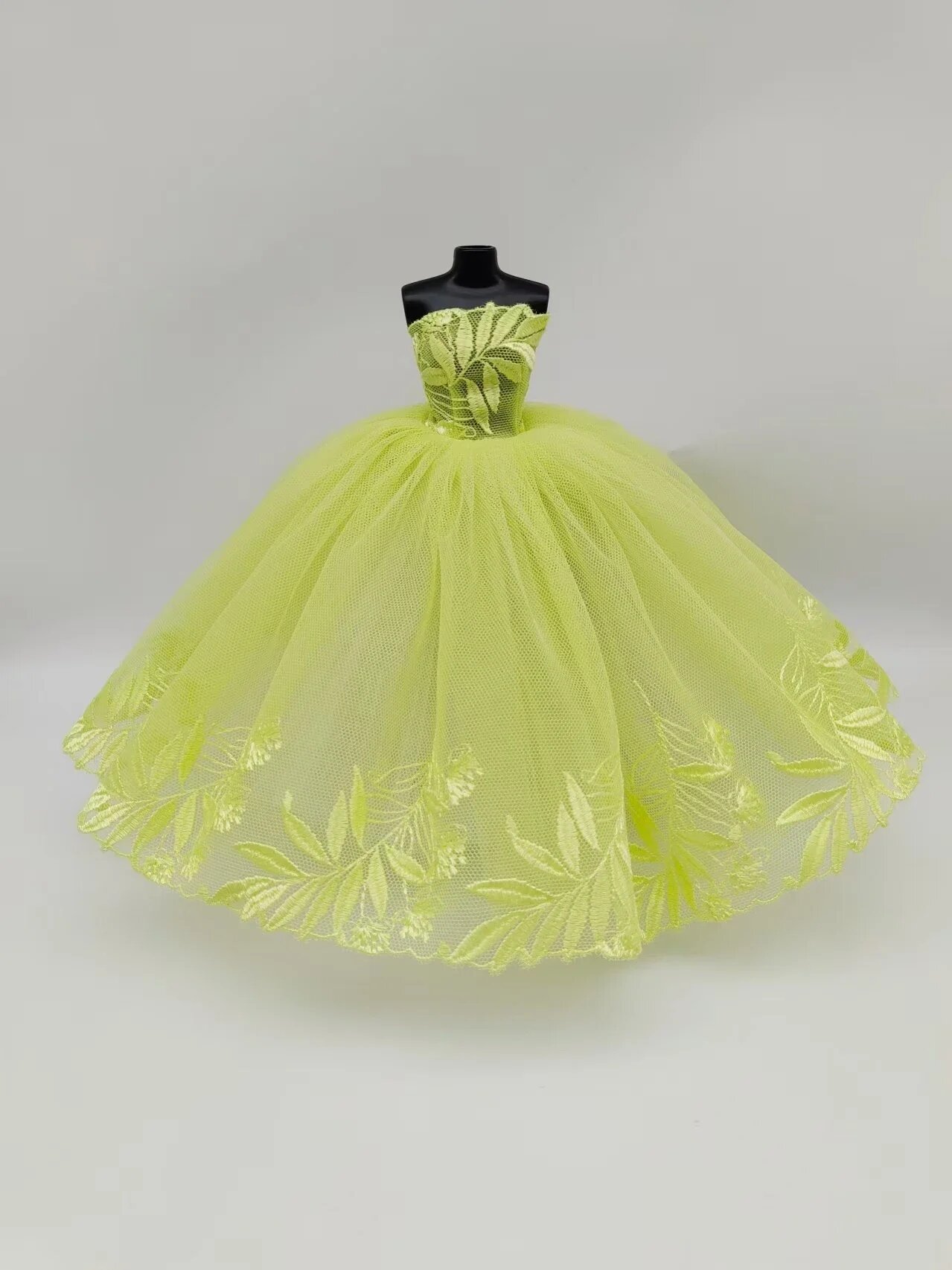 Вечернее кружевное платье для куклы Барби 1/6 Светло-желтый, dress only 0078