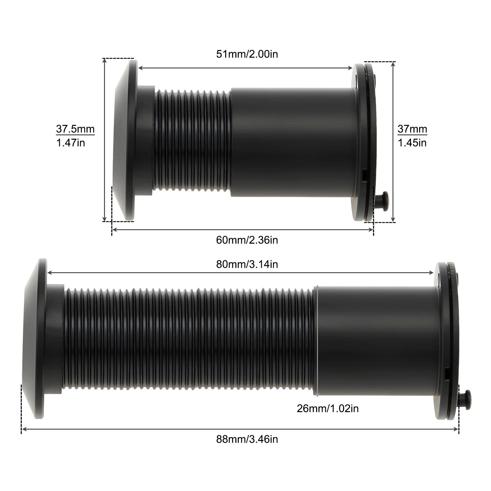Цинковый дверной глазок 200 градусов Black