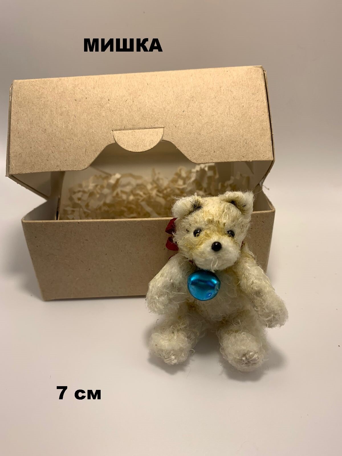 Мишка миниатюрный, 7 см, ручная работа, авторская игрушка, сувенир, подарок, талисман