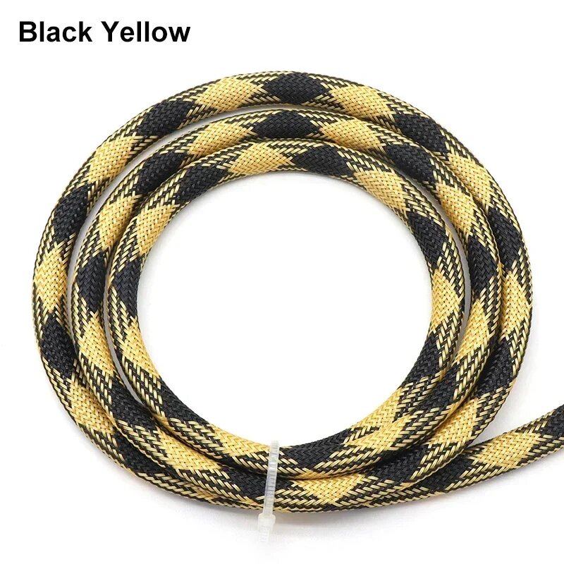 Изолированная оплетка для проводов Black Yellow 6 мм, 20 метров