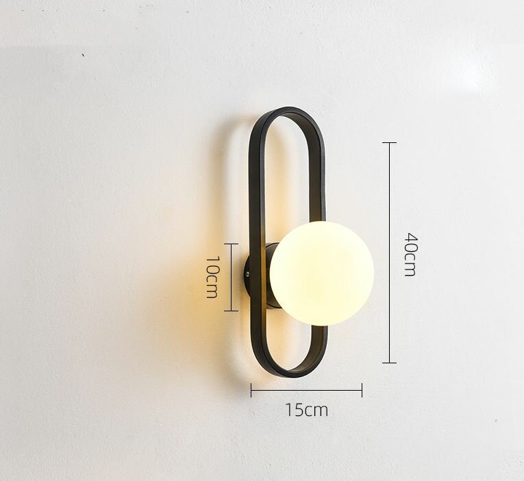 Настенный светильник, E27, теплый белый, люминесцентная лампа, бежево-черный, стекло