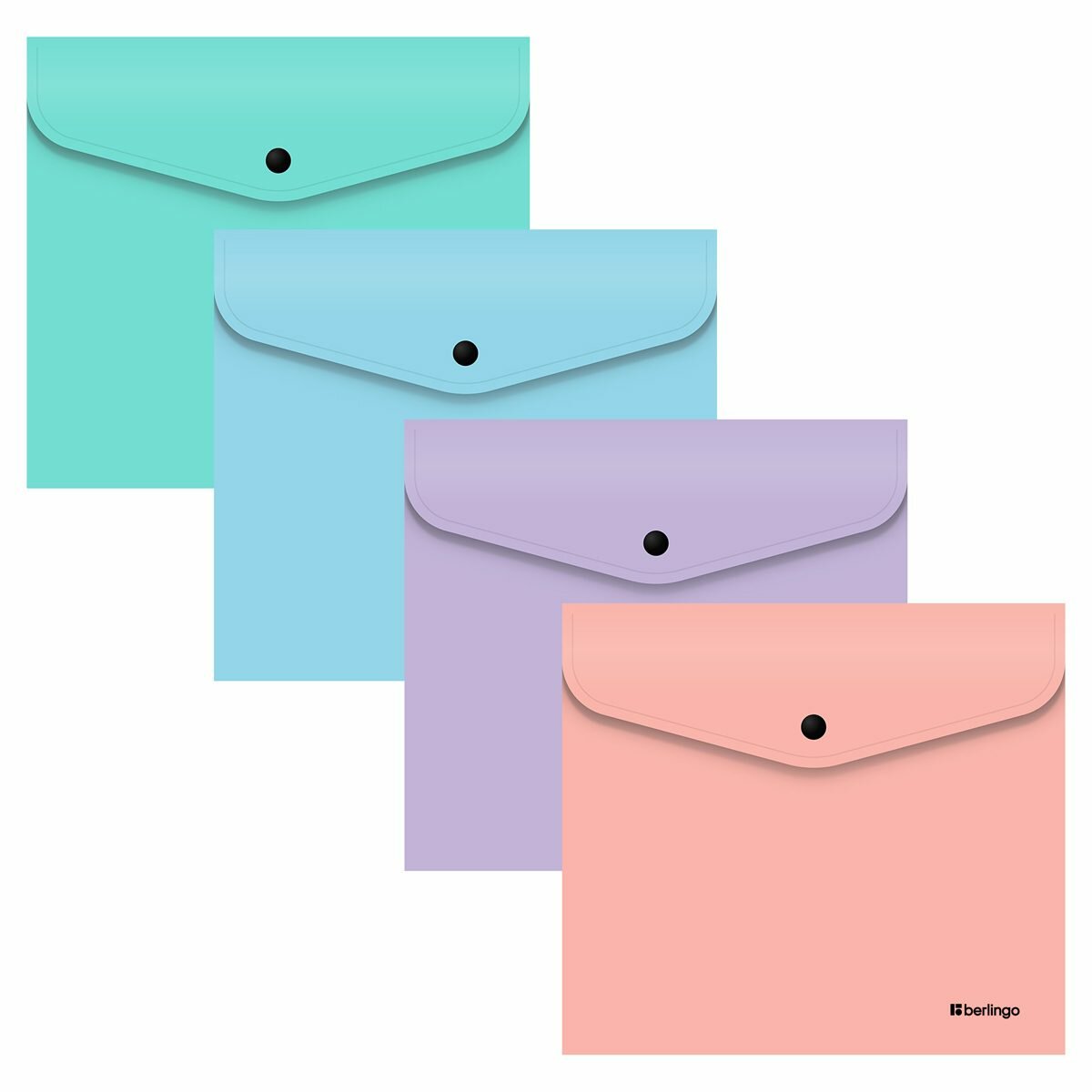 Папка-конверт на кнопке Berlingo Instinct (А5+, 200мкм, пластик) (EFb_05512), 4шт.