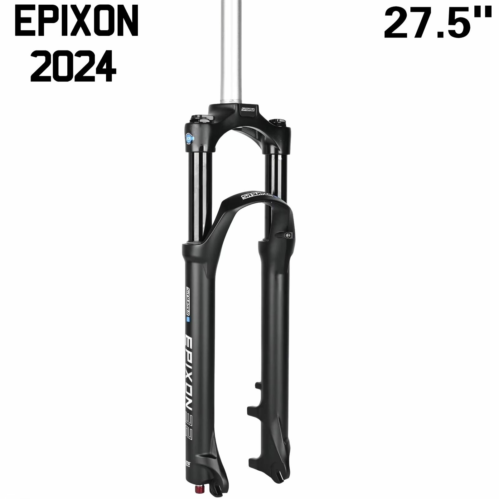 SR SUNTOUR EPIXON 2024 Новый горный велосипед с пневматической подвеской, ход 100 мм, QR, 9X100 мм, передняя вилка для велосипеда 27.5 дюймов, черная (плечевой контроль)