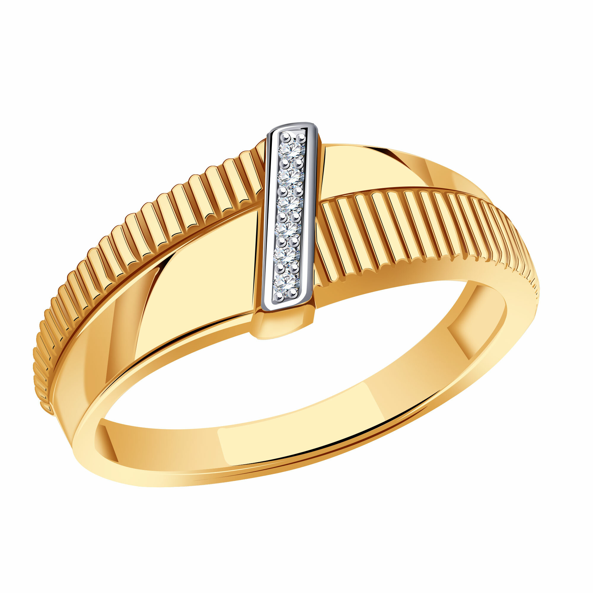 Кольцо дорожка Diamant online, красное золото, 585 проба, фианит