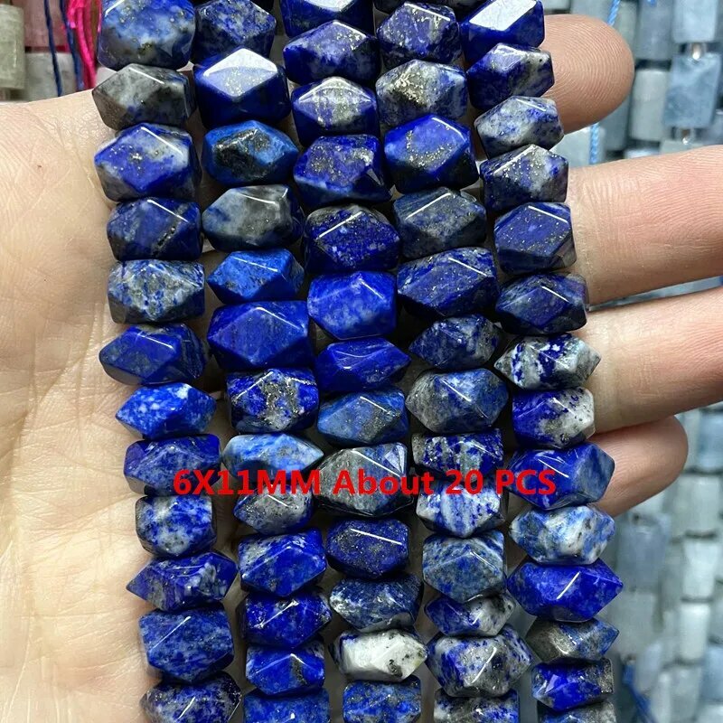 Бусины лазурита синие 6x11мм, 20 шт