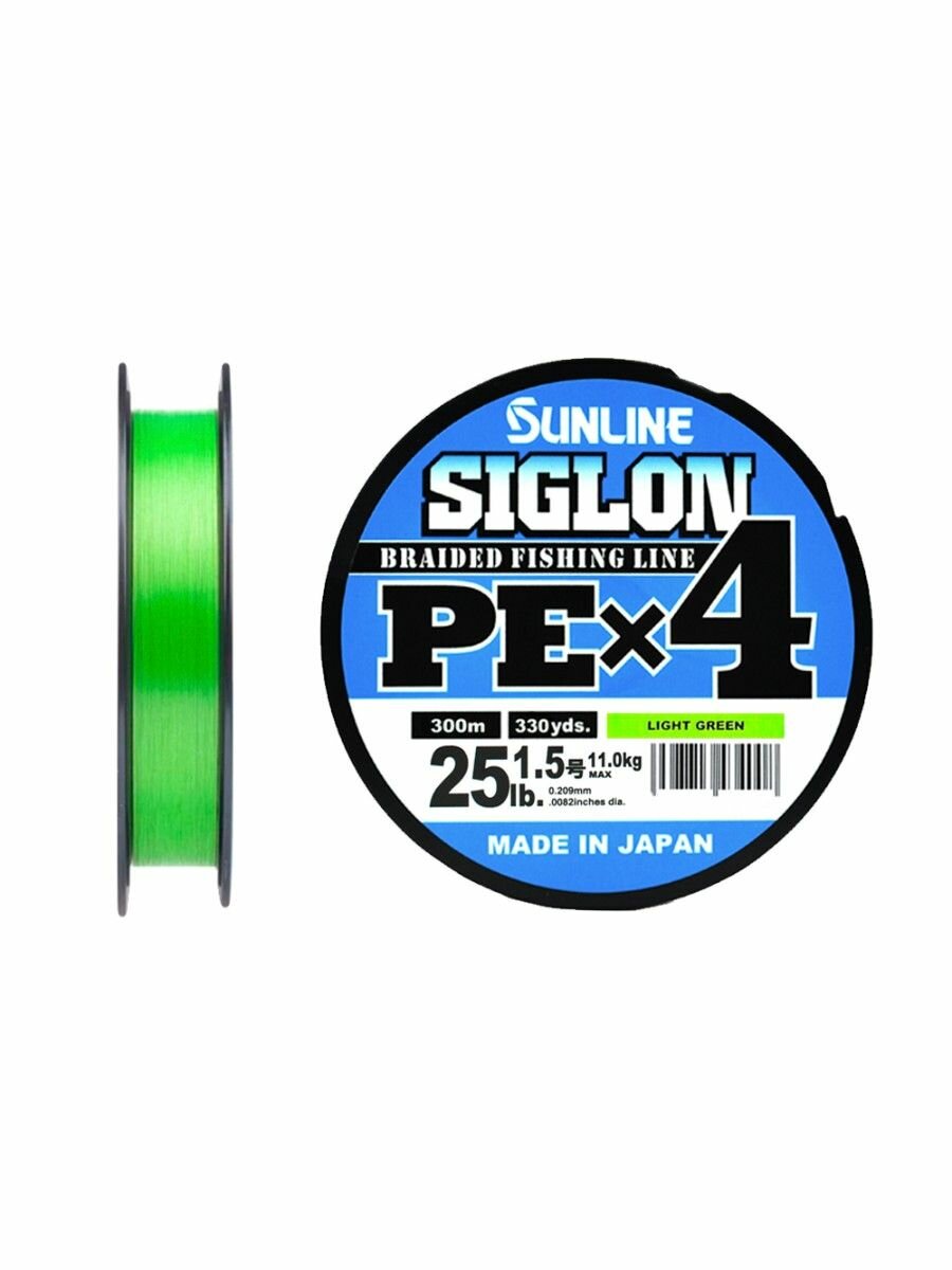 Плетеный шнур для рыбалки Sunline SIGLON PE 4 300M(Light Green) #1.5/25LB