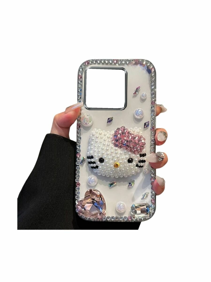 Чехол для Xiaomi 15 Pro (Сяоми 15 Про) Hello Kitty Привет Китти , Luxury 3D с бриллиантовым кристаллом/Сверкающий стразами/Просто и стильно(прозрачный)