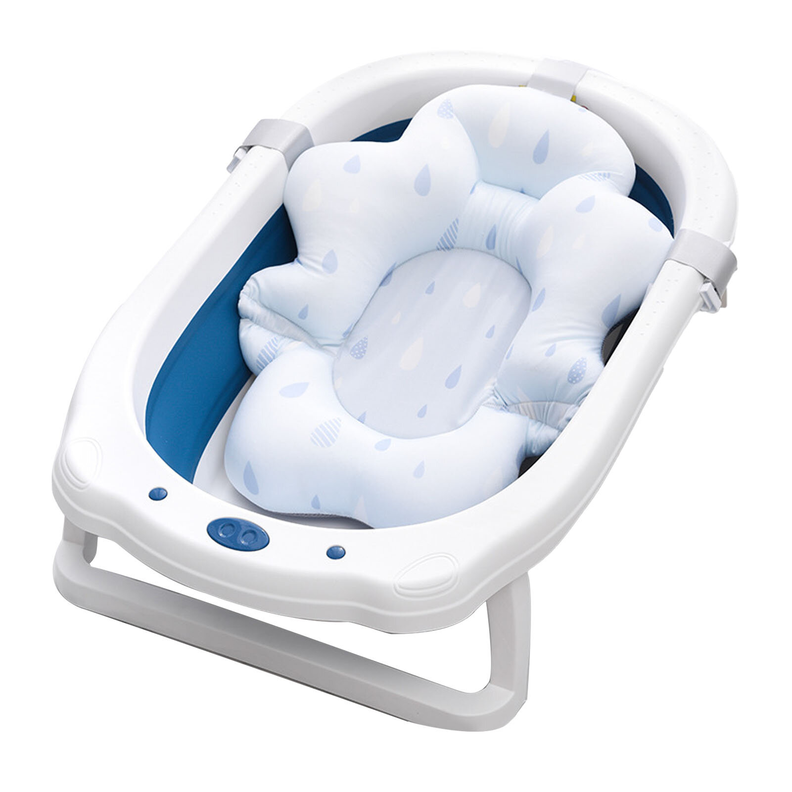 Детская ванночка-подушка с регулируемой сетчатой поддержкой, плавающий коврик для купания младенцев и новорожденных, цвет «Капля воды» (голубой).