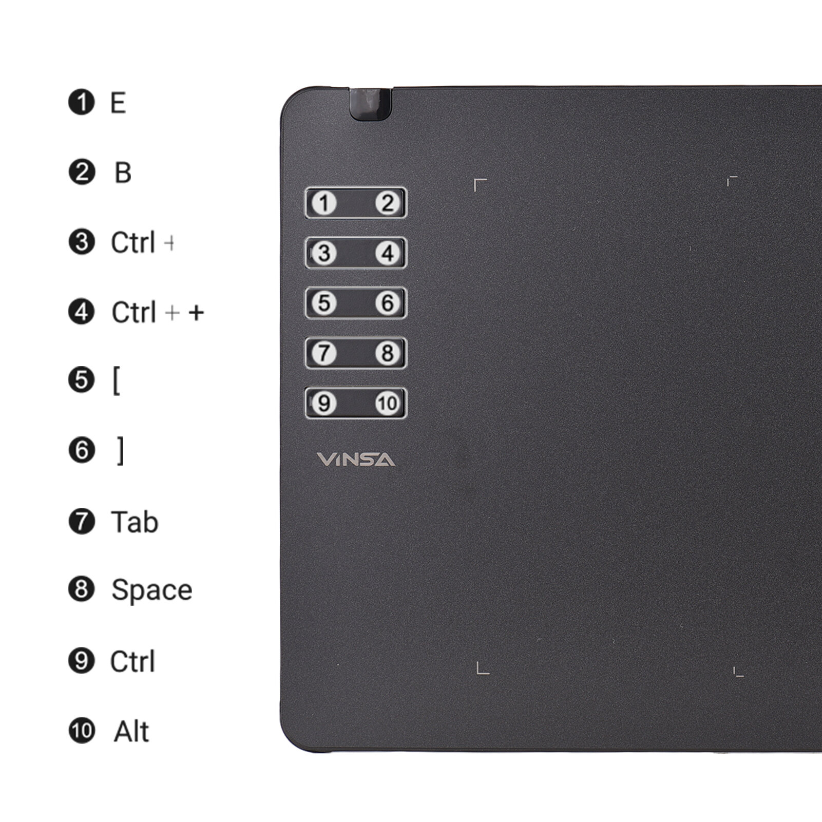 VINSA T906 графический планшет 9.8x6.1", 8192 уровня давления, 10 клавиш, совместим с Win/Android