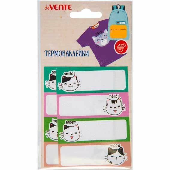 Именные термонаклейки deVENTE "Sweet Cats", на тканевой основе, 60х20 мм, 8 шт (8004168)