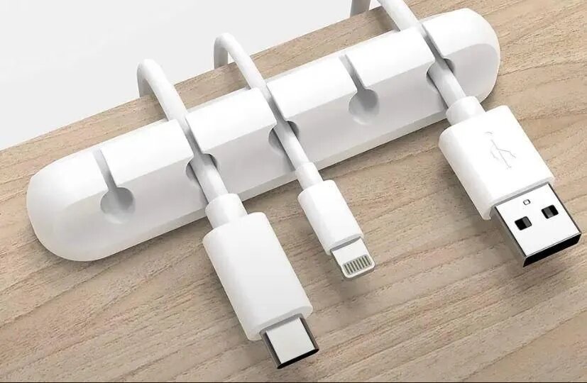 Держатель для проводов/зарядки силиконовый самоклеющийся на 5 проводов