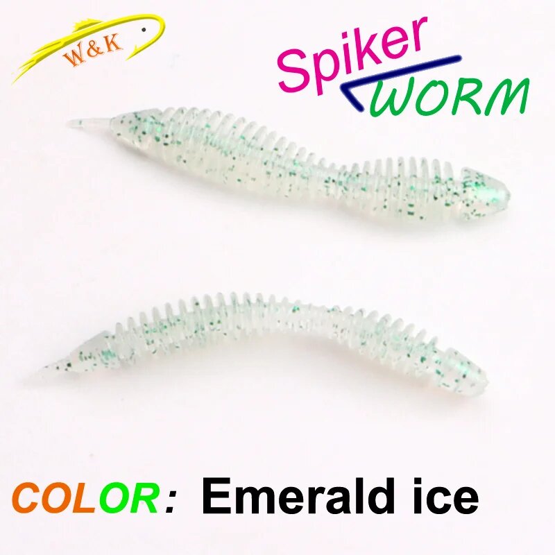 W&K Spiker Soft Bait Worm Lure 7 см 5 см Изумрудный, 70mm, Emerald Ice