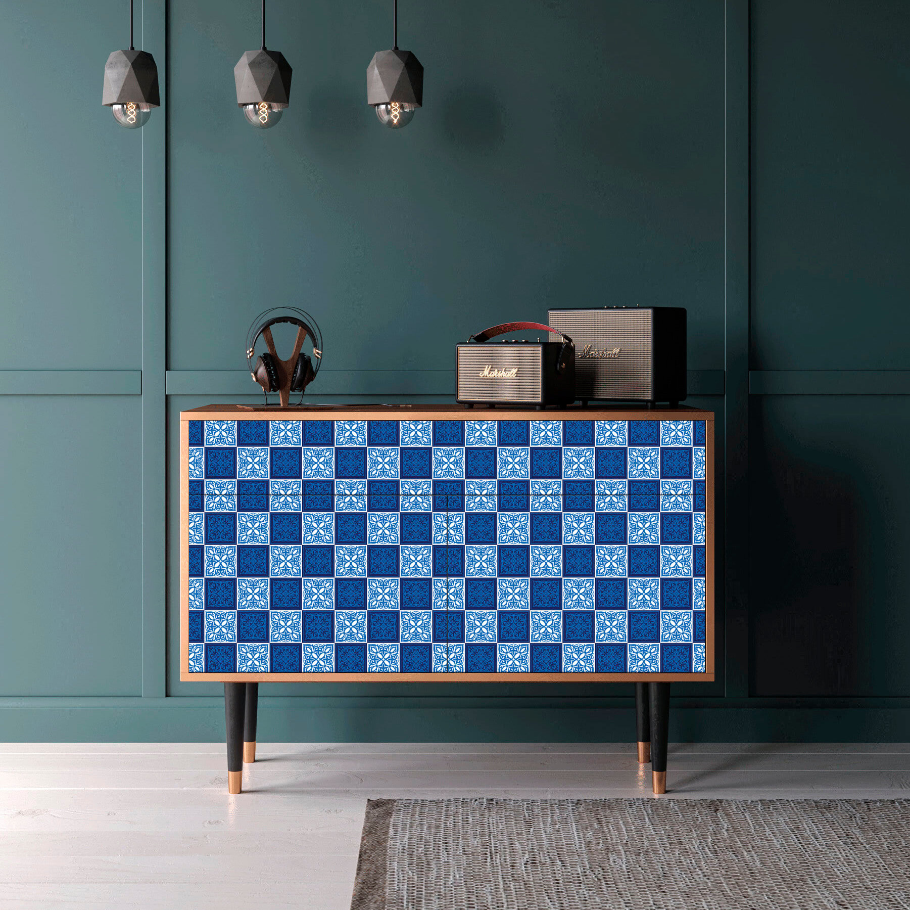 Комод - STORYZ - BS4 Riviera Mosaic, Размер - 115 x 85 x 48 см, Цвет корпуса - Орех