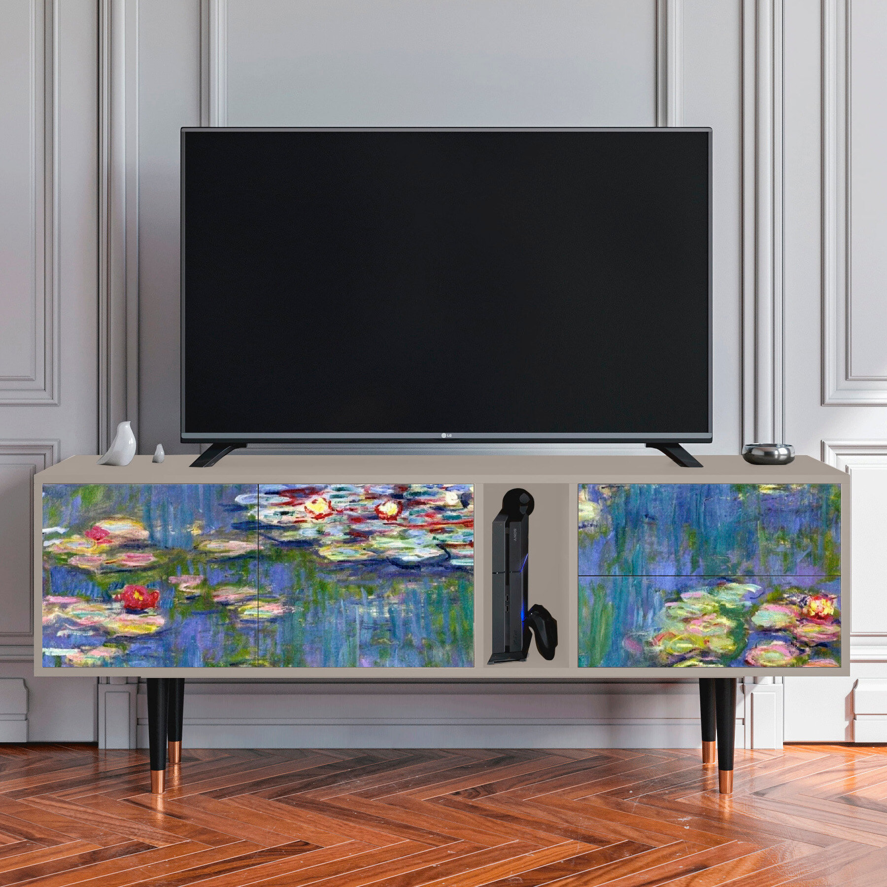 ТВ-Тумба - STORYZ - T1 The water lily pond by Claude Monet , Размер - 170 x 69 x 48 см, Цвет корпуса - , Сатин