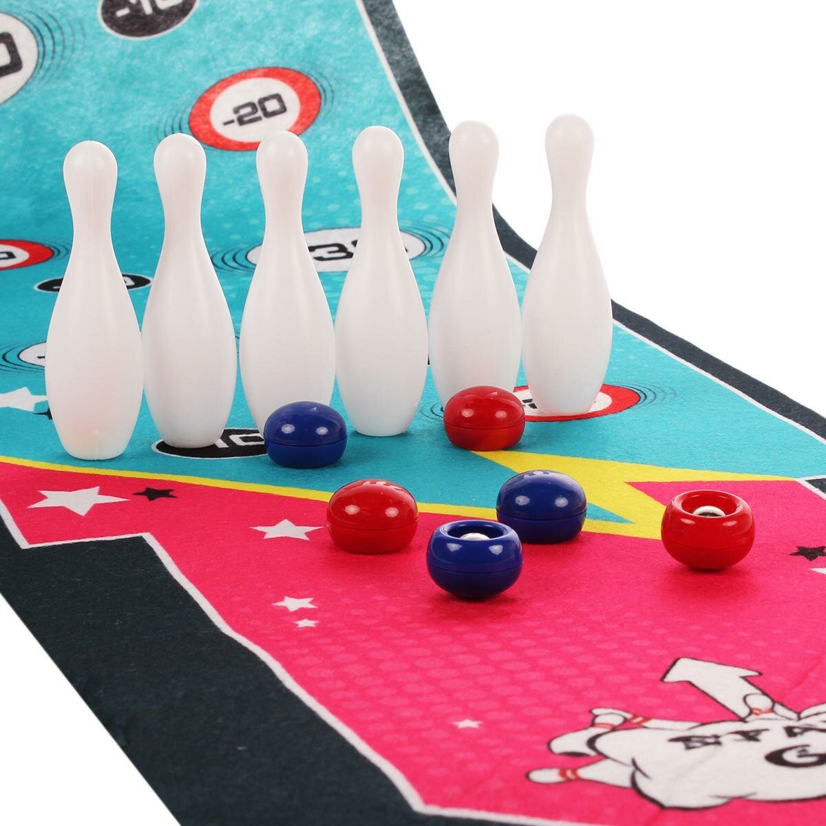 Настольная игра боулинг для детей, 6 кеглей и шаров, пластик, размер 47х27см