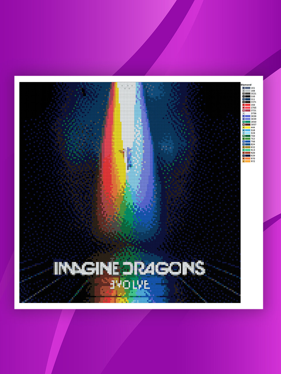 Алмазная мозаика без подрамника - вышивка Imagine Dragons - Evolve 40 х 40 см