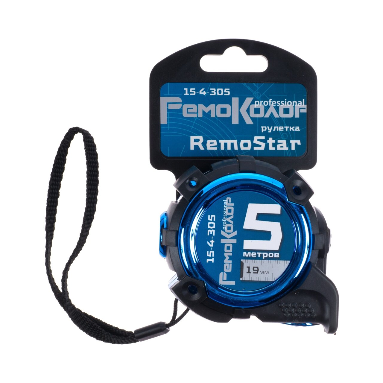 RemoStar рулетка 5мх19мм с обрезиненным корпусом, усиленная лента, автостоп