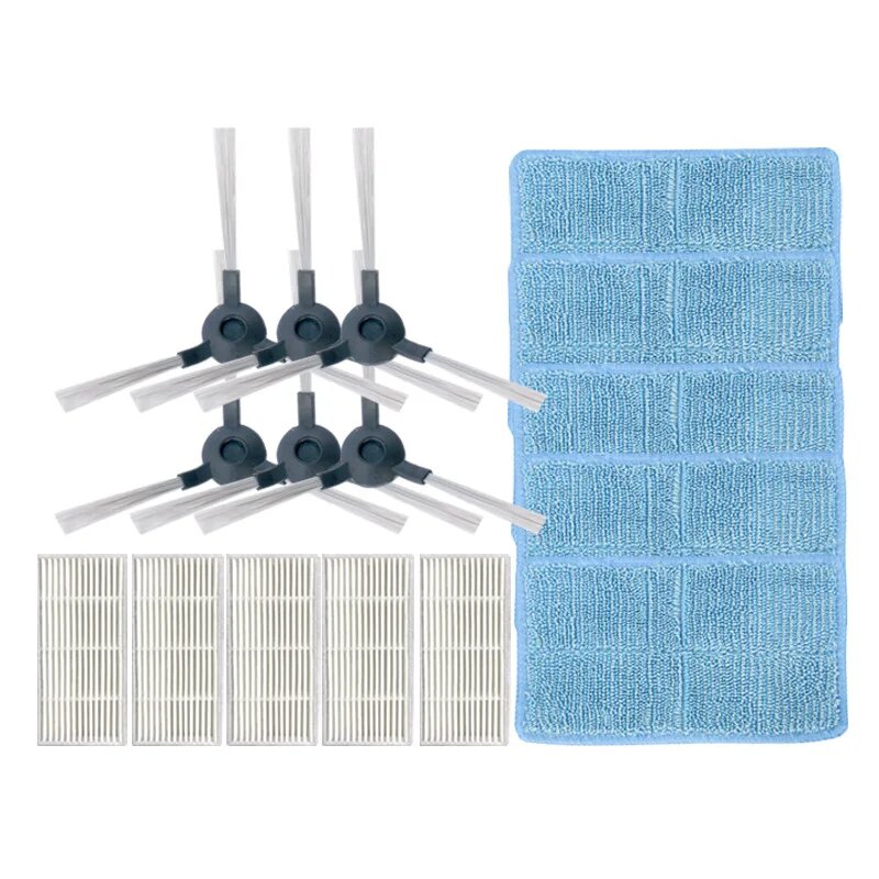 Аксессуары для робота-пылесоса Midea VCR01/VCR12: набор из 6 щеток, 5 тряпок и 5 HEPA-фильтров 1 set