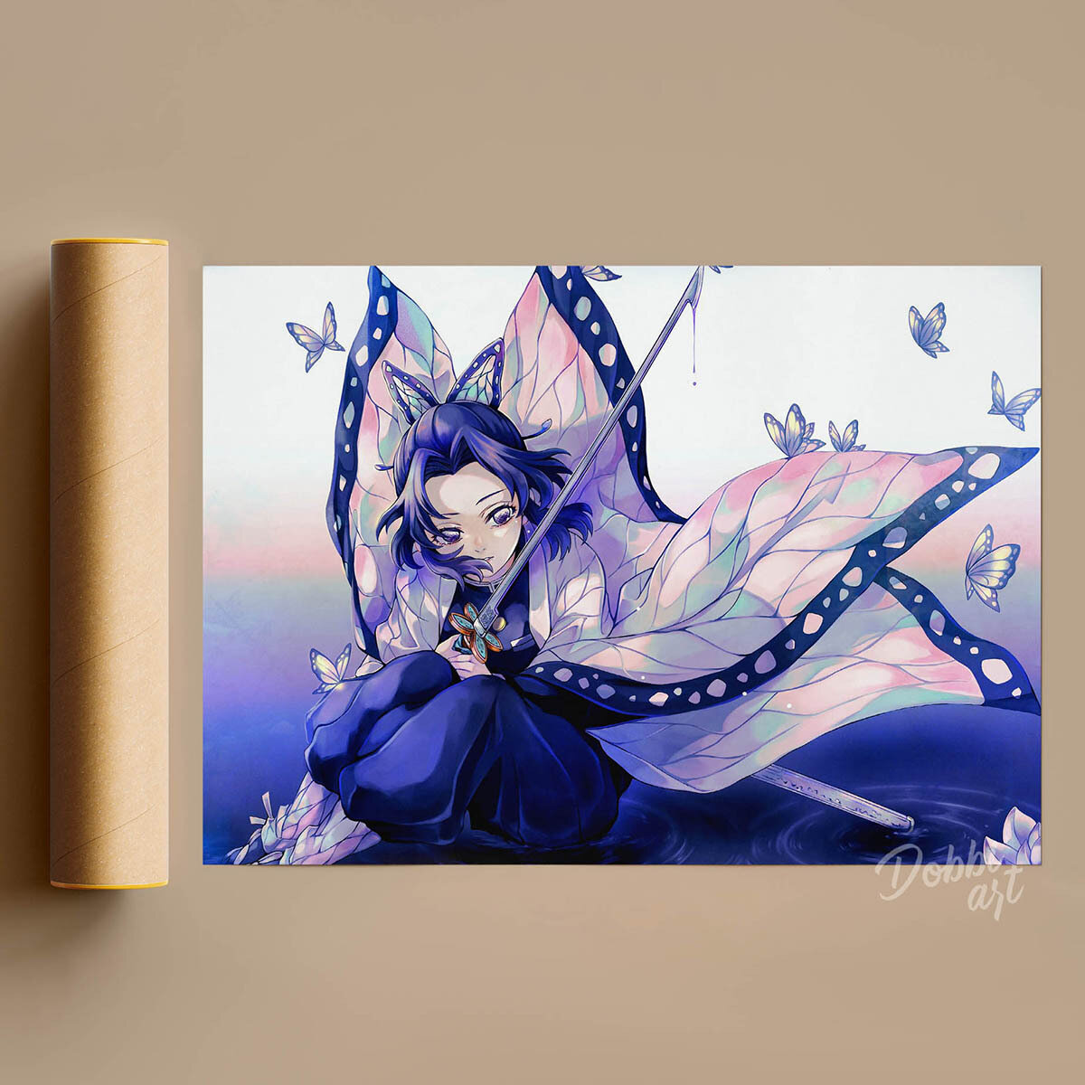 Постер 40х50 см Клинок рассекающих демонов без рамы/ Постер Аниме Манга Demon Slayer Шинобу