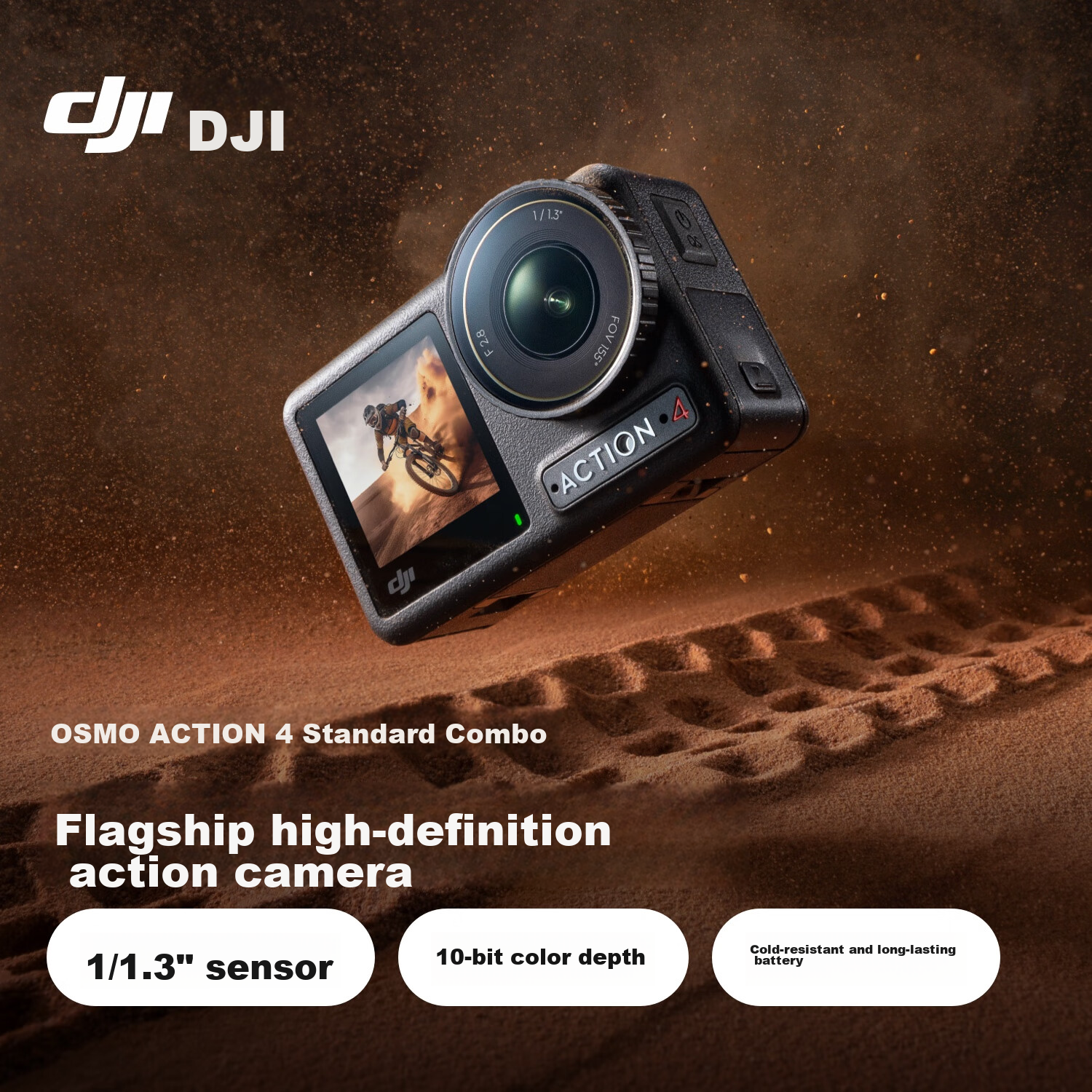 DJI Osmo Action 4 Action Camera for Motorcycles, Mountain Biking, Road Cycling, Diving, Anti-Shake, Outdoor Vlog, Portable 4K Travel Handheld Camera