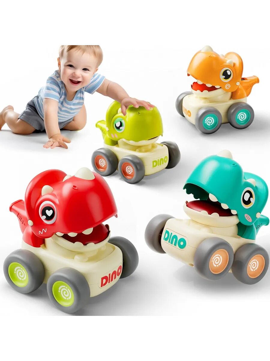 4 шт. Нажмите на скользящую машинку динозавра с функцией свис