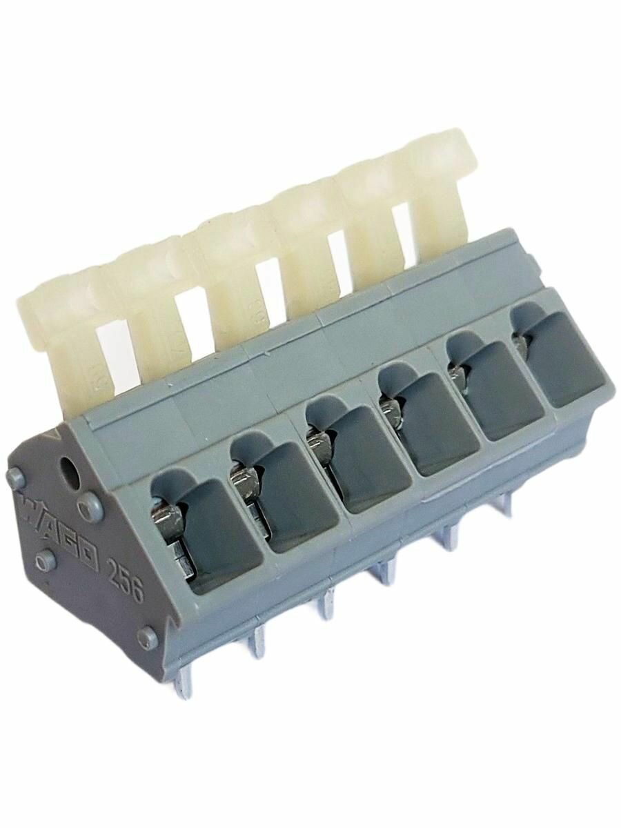 WAGO 256-406 Наборная клеммная колодка для печатных плат, 6 полюсов 2,5мм2, шаг 5-5,08 мм.