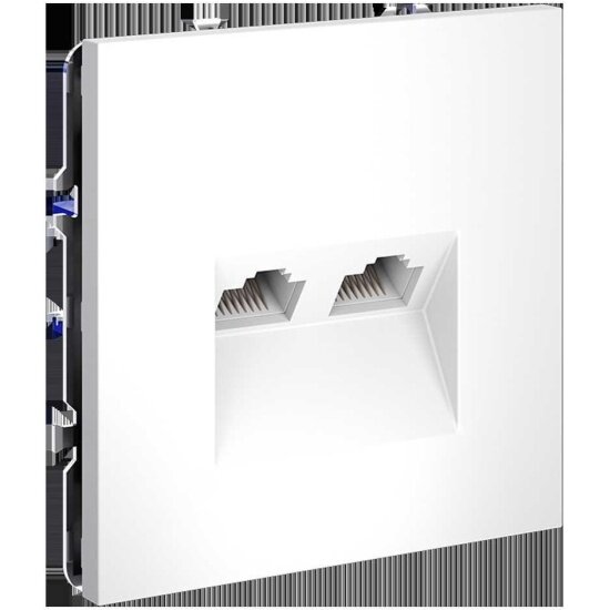 Розетка компьютерная встраиваемая Voltum S70 двойная RJ45+RJ45 кат.6, (белый матовый) VLS060202