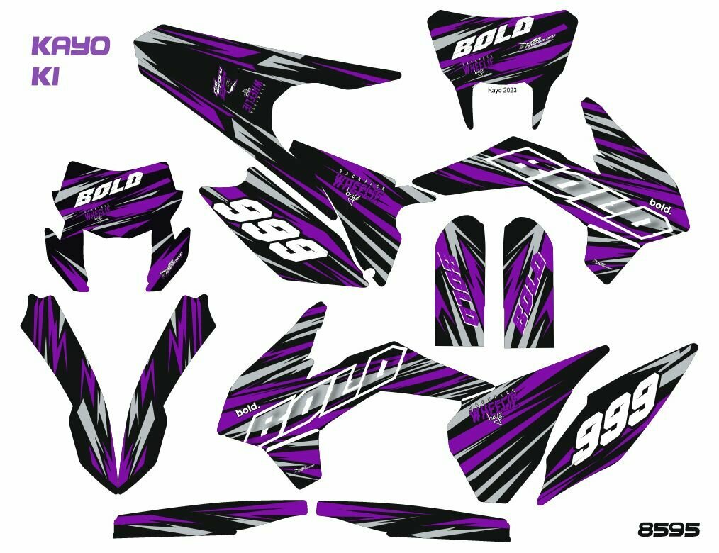 Наклейки на питбайк KAYO K1 графика 8595 фиолетовый