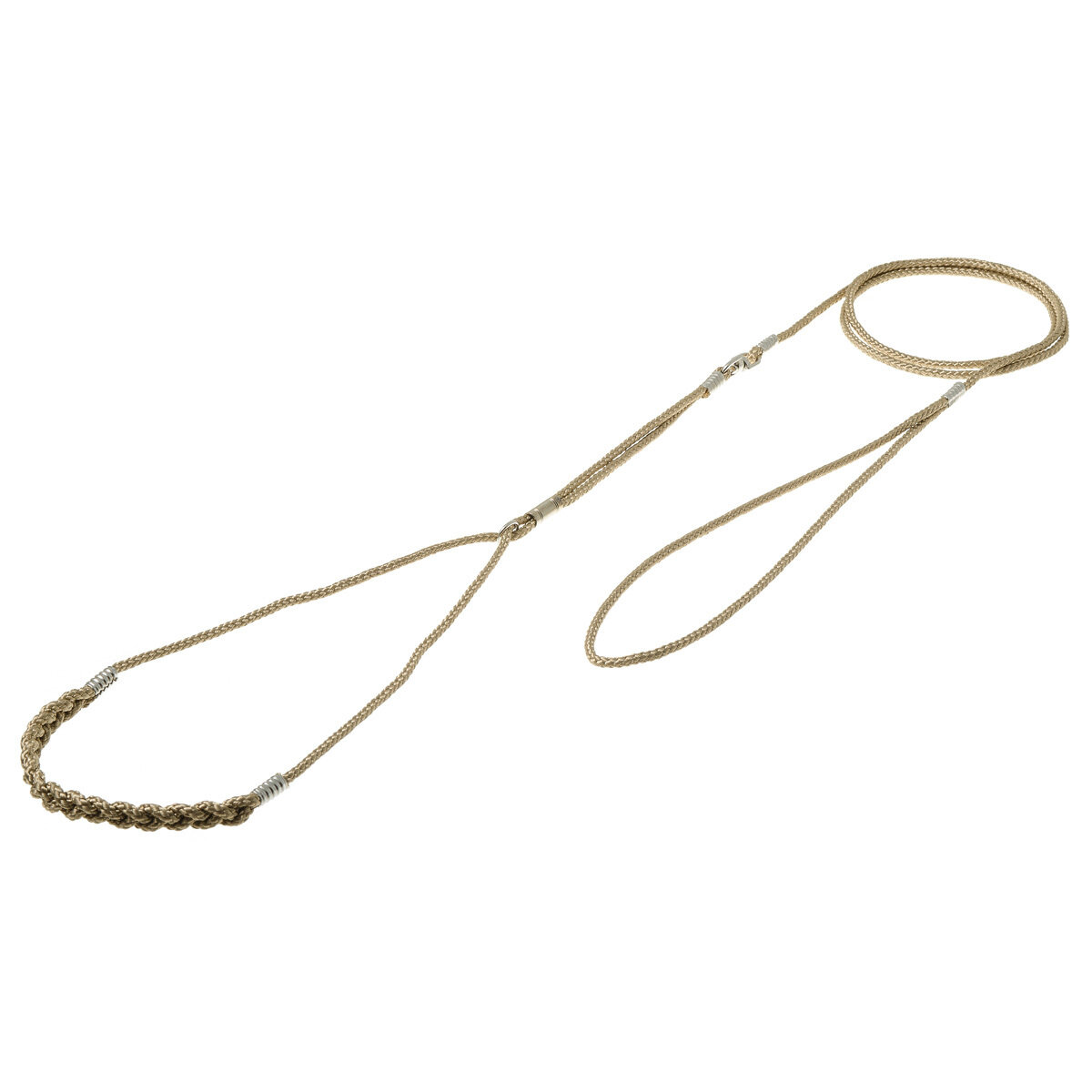 Ринговка для собак с плетёным расширителем, с кольцом, обхват до 60 см, нейлон ширина 2,5 мм, 120 см, бежевая ZooOne