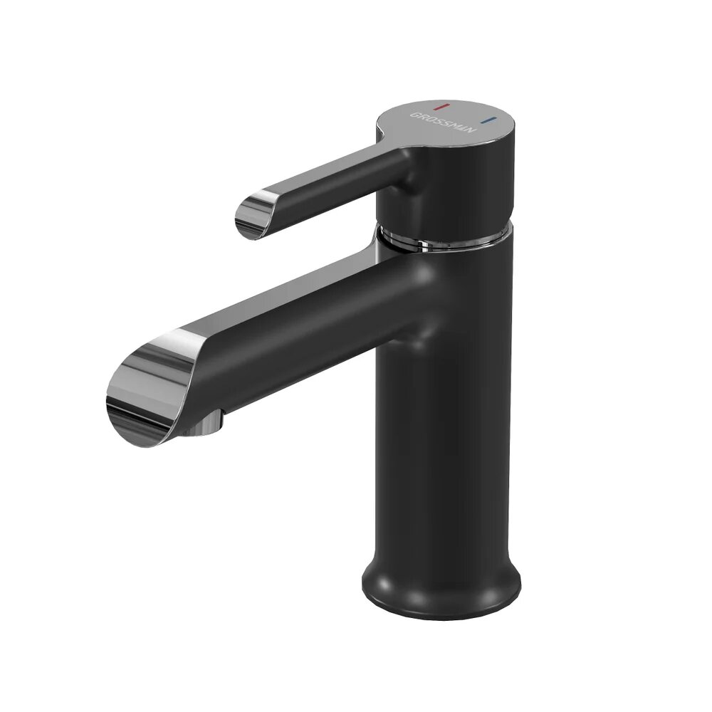 Смеситель для раковины Grossman Alba 510. K35.06.100/210 черный, глянцевый, кран для ванной в раковину, из латуни, рычажный, с керамическим картриджем, с функцией экономии расхода