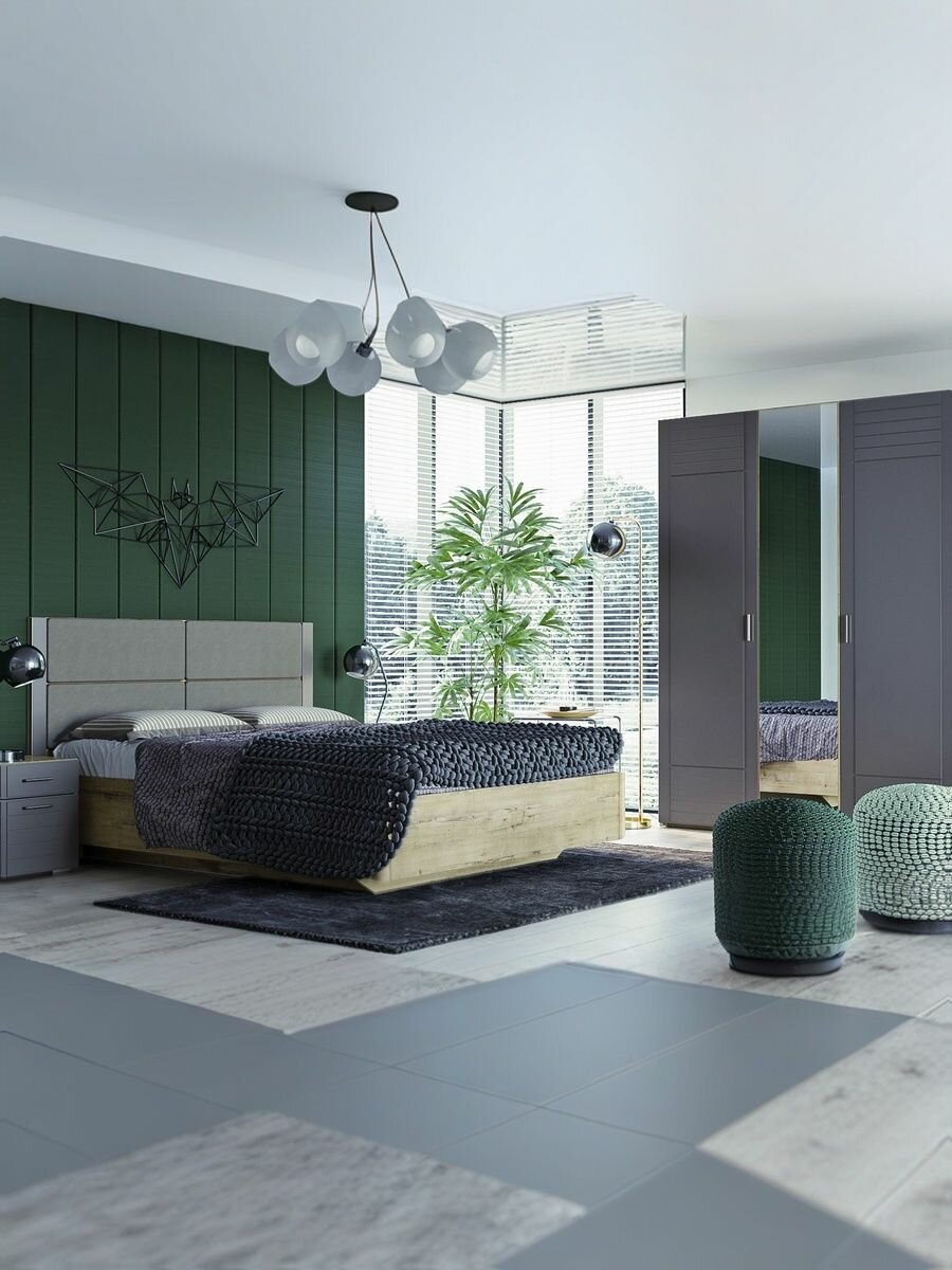 Спальня Ливорно компл.2 Графит сп. место 160х200 см