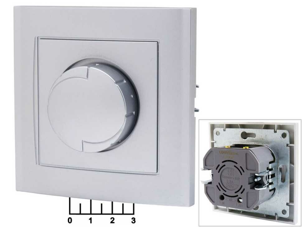 Выключатель-регулятор (диммер) 500W Universal (Бриллиант) серебро
