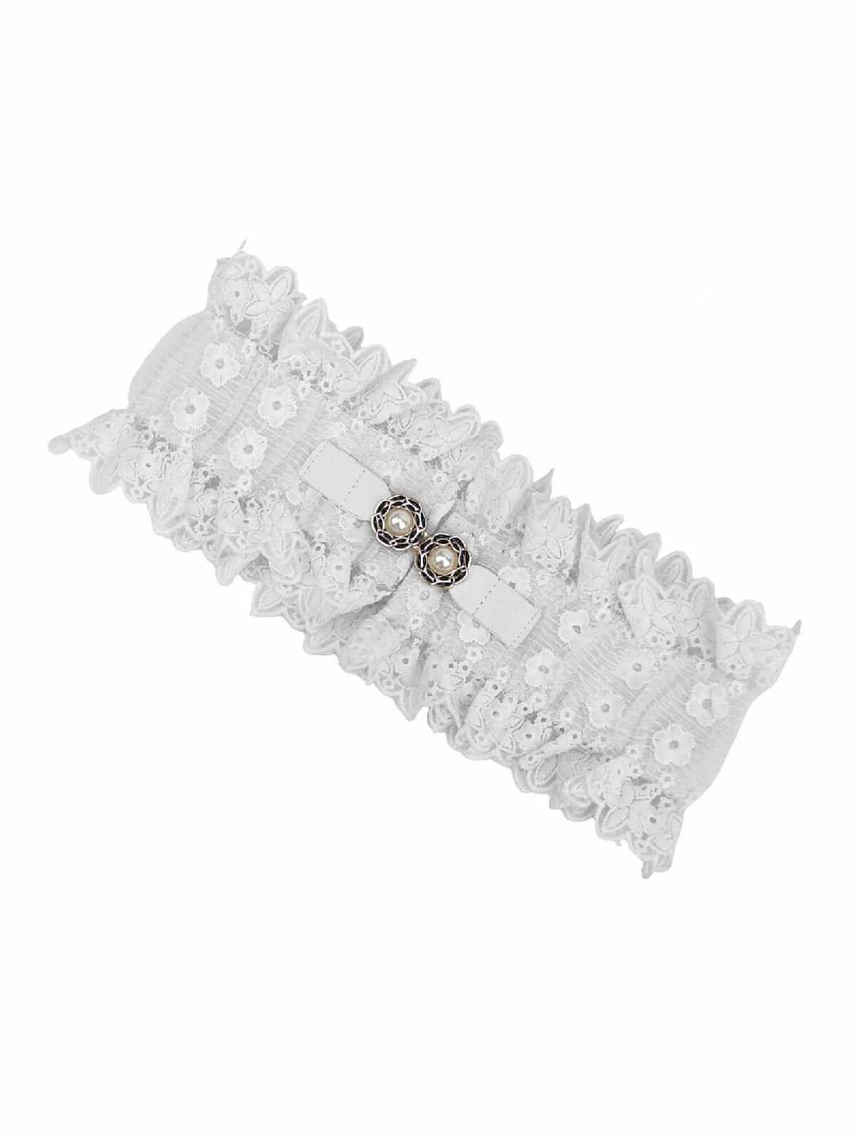 Элегантный пояс для талии с кружевом и цепочкой, жемчужные цветы