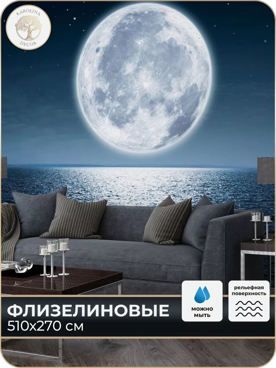 Фотообои Луна для зала в детскую в спальню на кухню 500х270