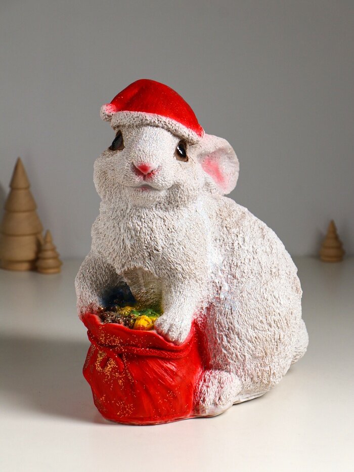 Копилка для денег «Зайчик с мешком», полистоун, с глиттером, 28 см