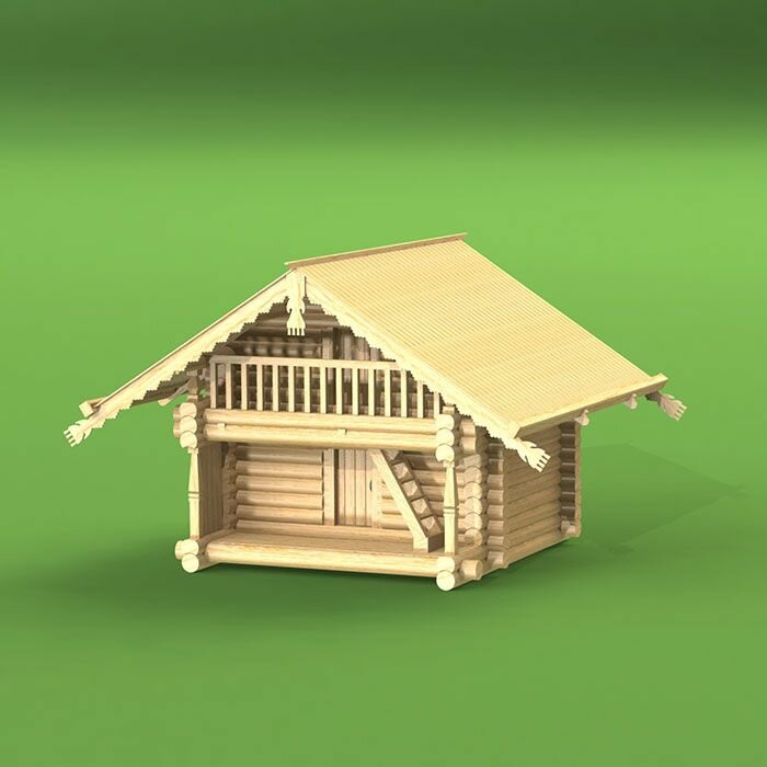 1510 сборная деревянная модель Амбар из деревни, Карелия, XIX век, 1/72, СВ Модель
