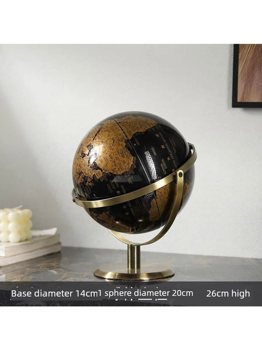 Глобус-шар, доступная роскошь, черный-золотой