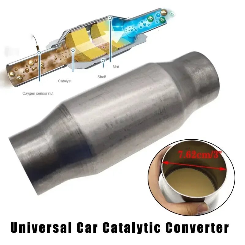 Универсальный автомобильный катализатор 3 дюйма/7,62 см, чистый спортивный выхлоп, 400 отверстий, впускной/выпускной выхлопной системы, сварная система из нержавеющей стали