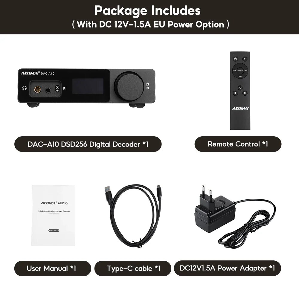AIYIMA DAC A10 Усилитель для наушников, DAC-A10 with 12V EU