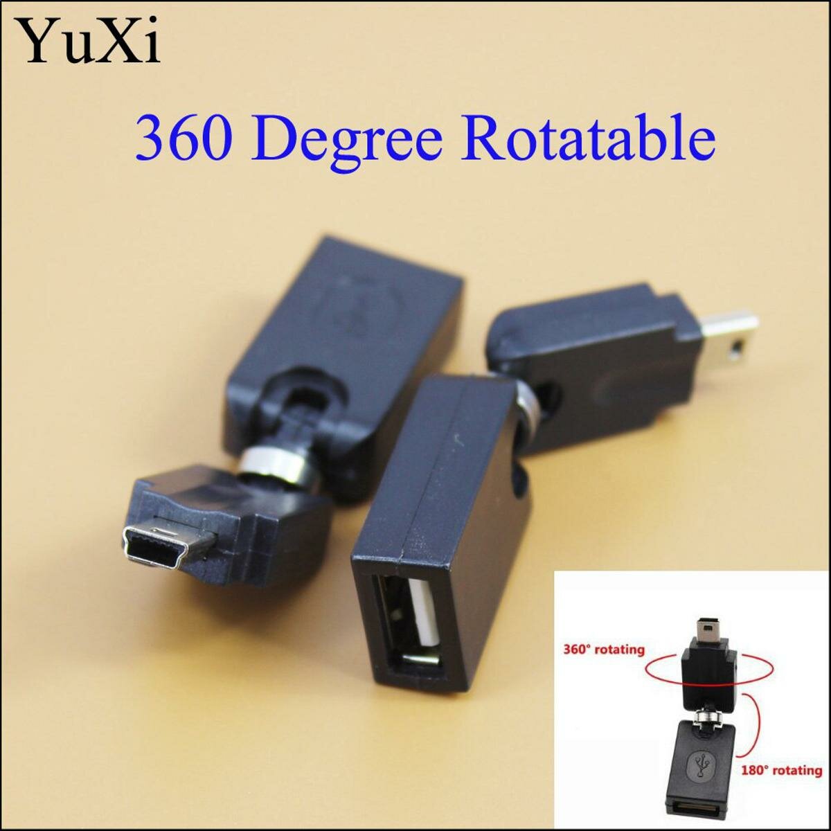 YuXi Mini 5 Pin Male To USB 2.0 Type A Male 360 градусов Угол поворота Адаптер-удлинитель Адаптер для MP3 MP4 плееров HY