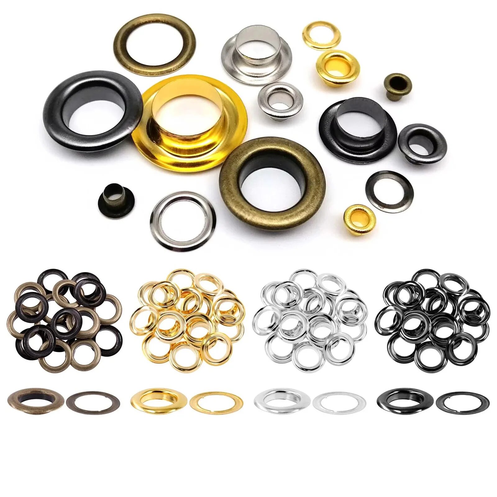 10 комплектов, 8–15 мм, высококачественное металлическое петель с шайбой, кольцо втулки, заклепка с воздушным отверстием для кожаной сумки, обуви, кепка на ремень, одежда, 4 цвета
