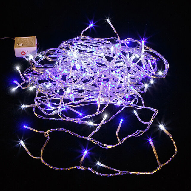 Светодиодная гирлянда нить Объемная 18 м 240 белых/синих LED ламп, прозрачный ПВХ, контроллер, IP44, Kaemingk, 494153